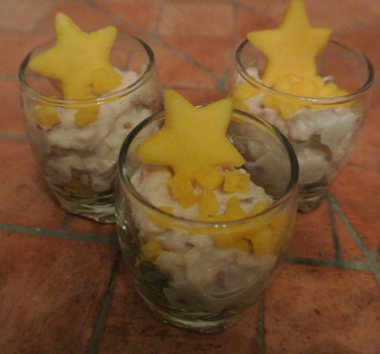 Verrine crabe, mangue et framboises